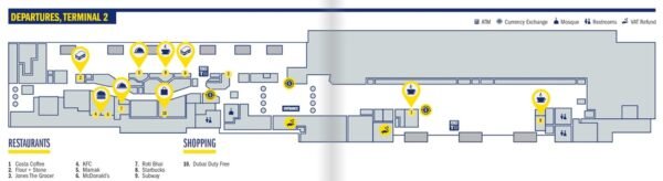 Dubai Airport Terminal 1 & 2 Passenger Guidance Map