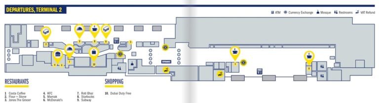 Dubai Airport Terminal 1 & 2 Passenger Guidance Map